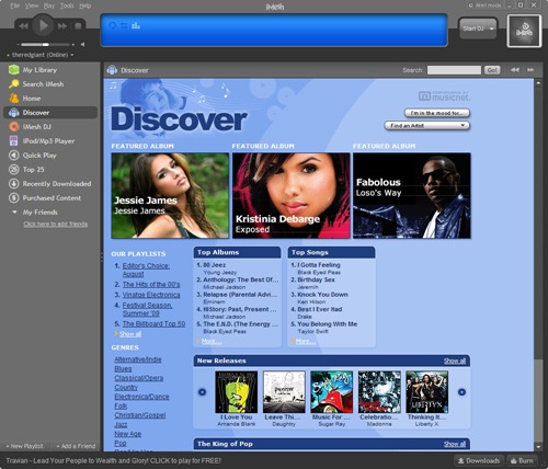 iMesh – The only legal, RIAA approved P2P file sharing software